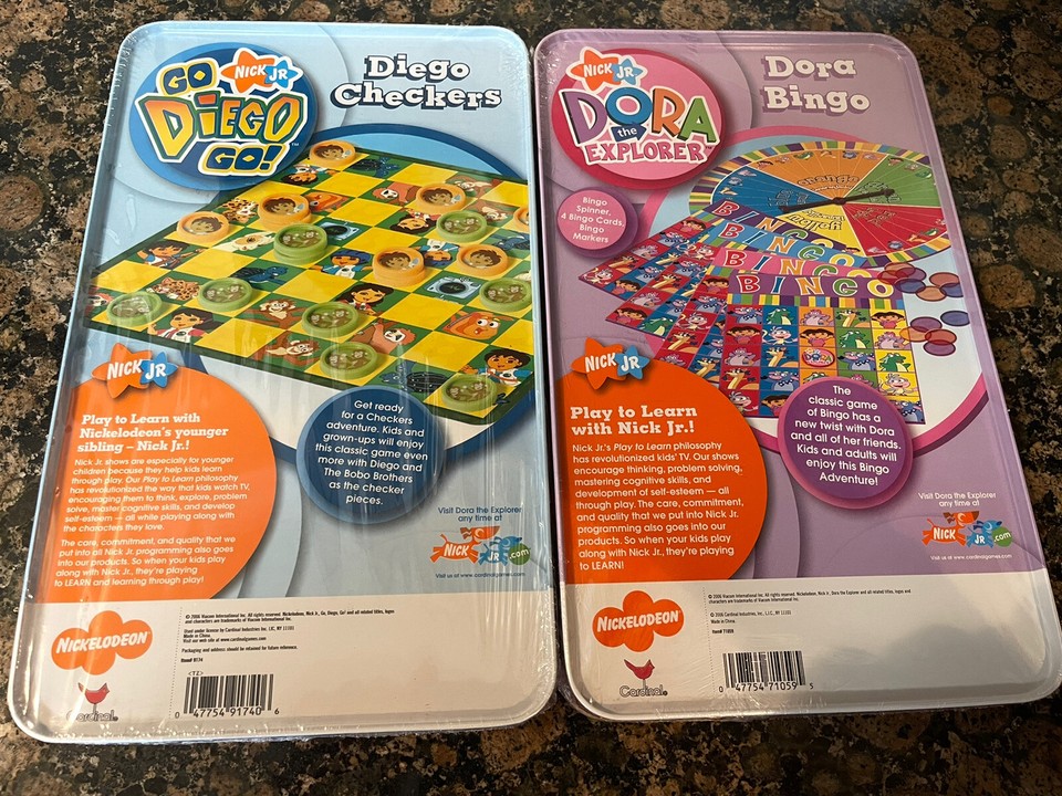 RARE New Sealed Dora the Explorer Bingo & Diego Checkers in Tin Nick Jr ...