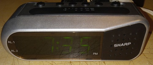 Sharp Digital Small Alarm Clock LED Display Battery Backup Snooze Model ...