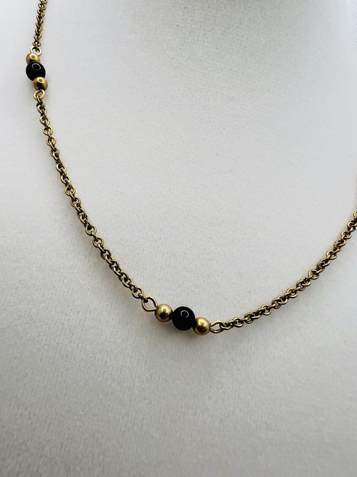 Vintage Antique Filigree Gold Filled Onyx Bead 1 20 12K GF Choker vintage-antique-filigree-gold-filled-onyx-bead-1-20-12k-gf-choker