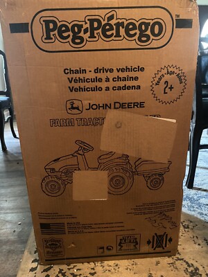 Peg-Perego John Deere Farm Tractor and Trailer w/ Adjustable Seat New ...