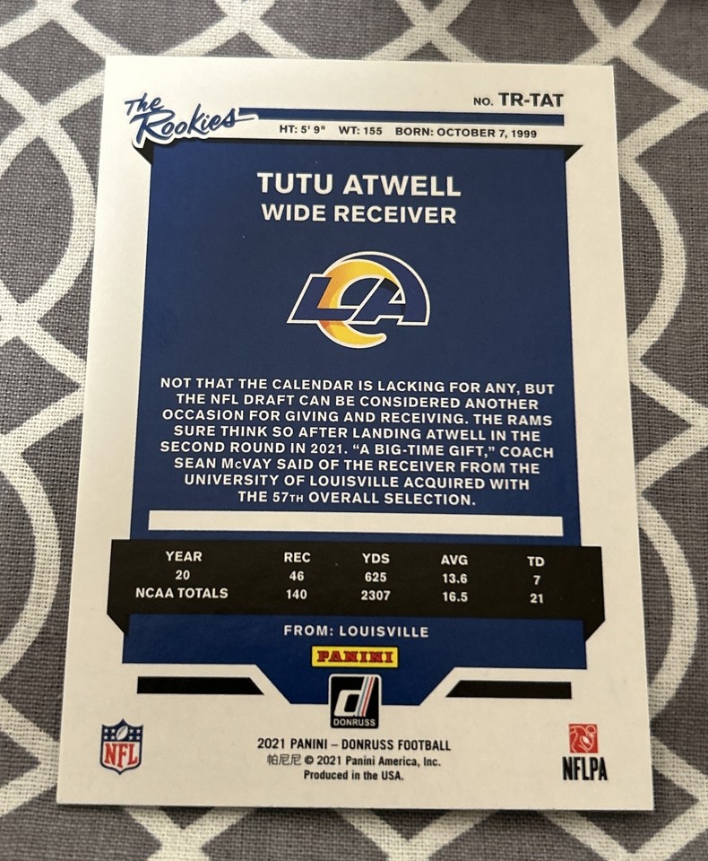 2021 Panini Donruss Tutu Atwell The Rookies Insert Rookie Card #TR-TAT ...