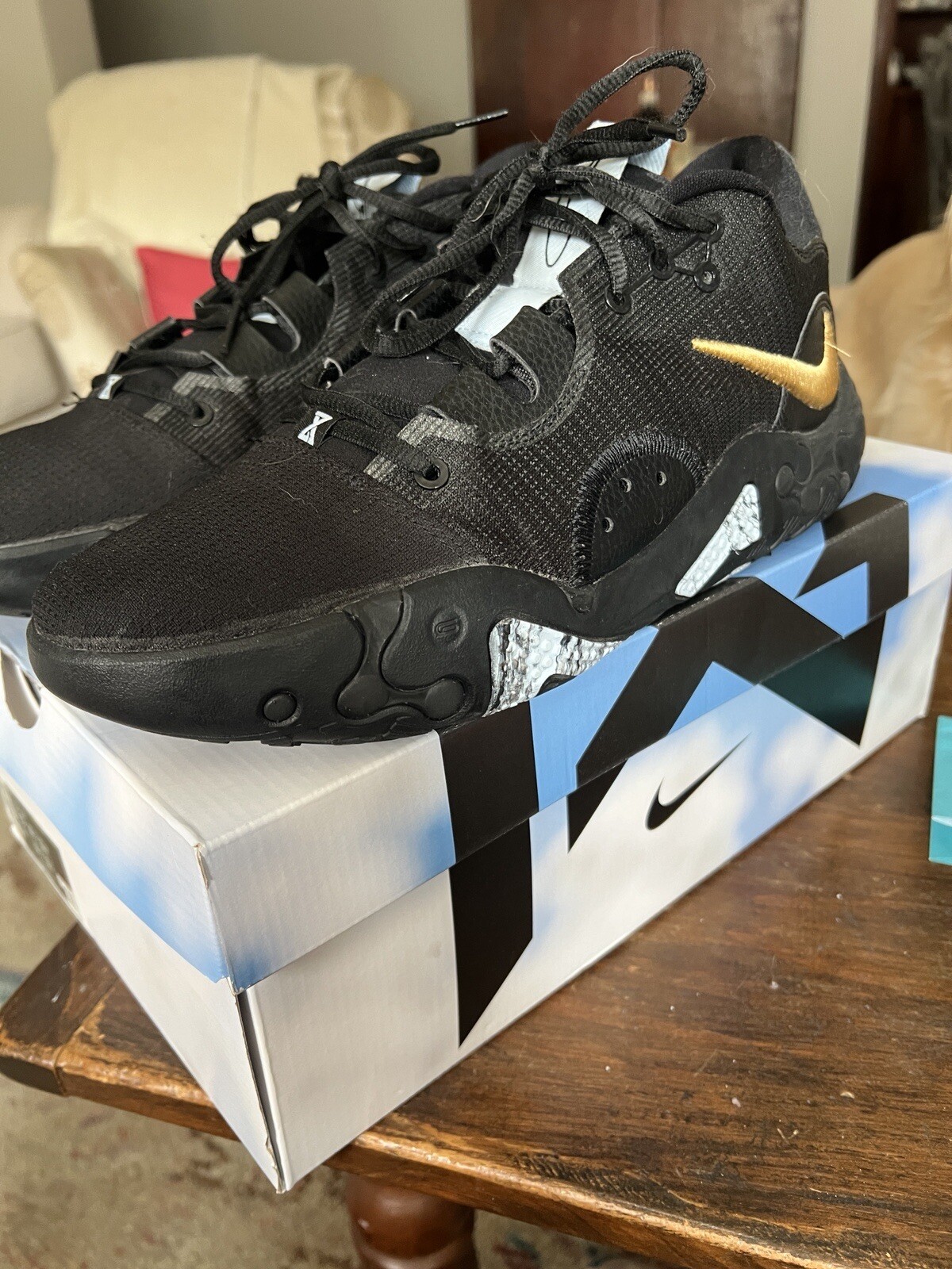 Men’s Size 12.5 - Nike PG 6 Black Metallic Gold Pre Owned In Box | eBay