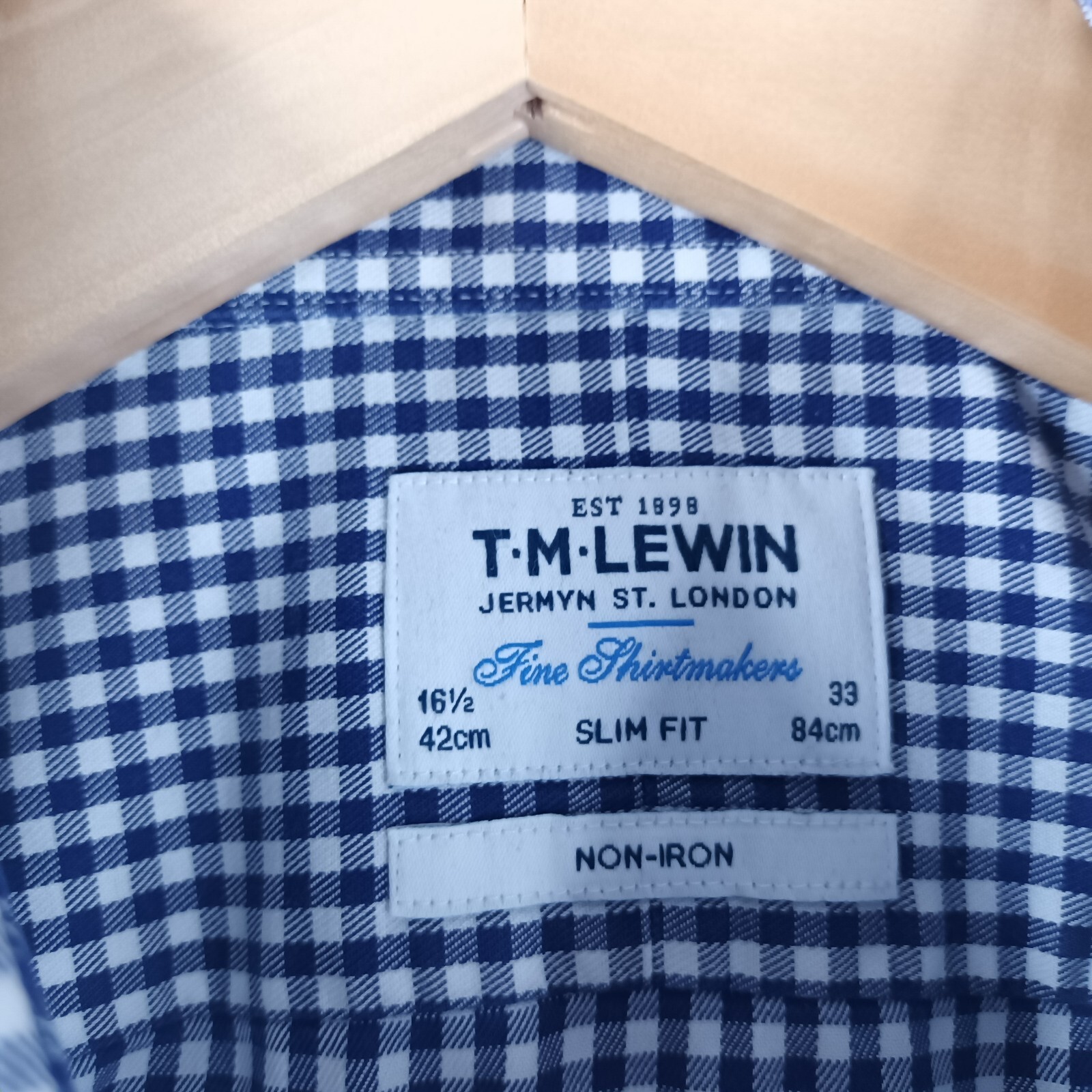T.M.Lewin London Mens Size 16.5 (L) Slim Fit Blue Check Shirt | eBay