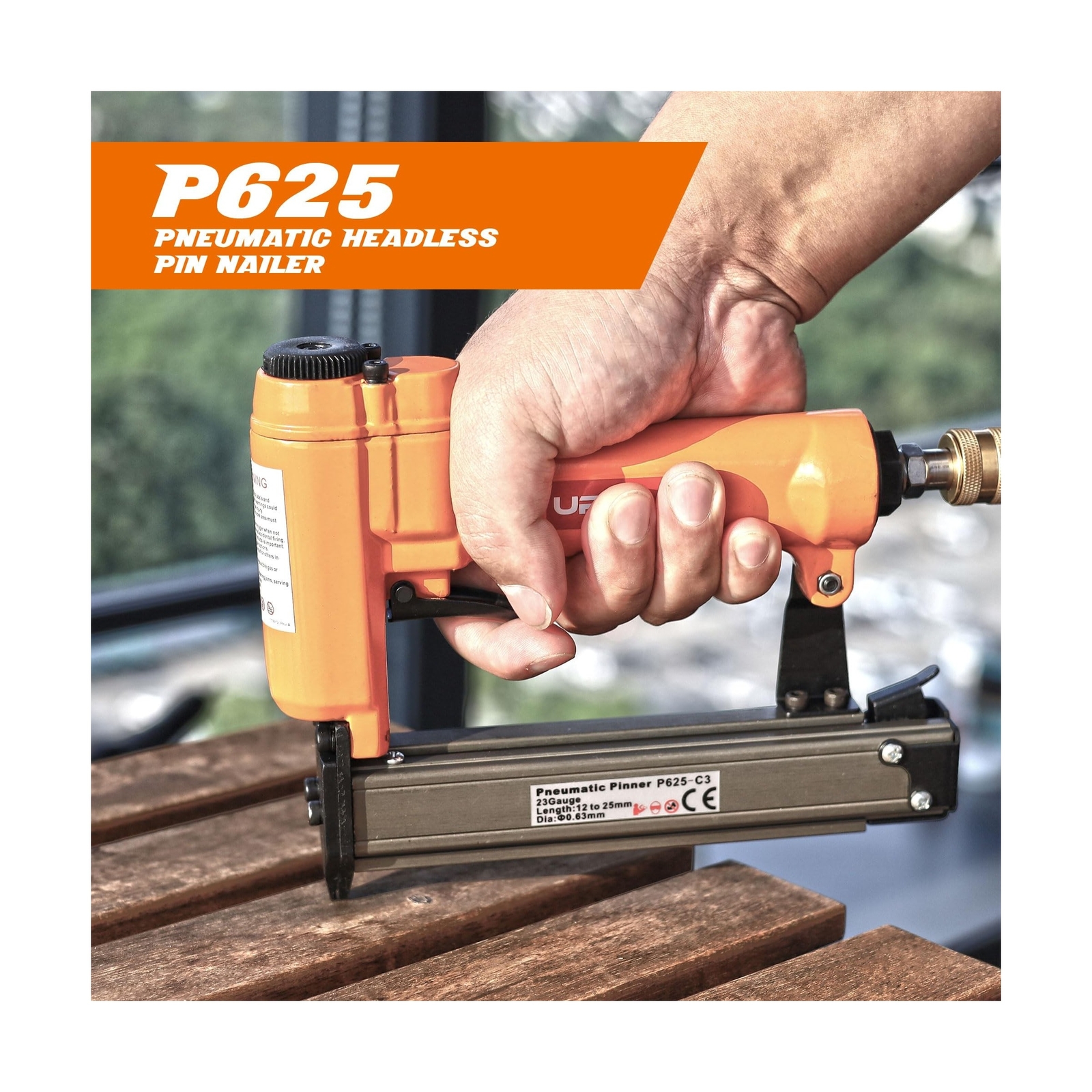 P625 Pneumatic 23 Gauge Headless Pin Nailer, 1/2-Inch to 1-Inch Leg ...