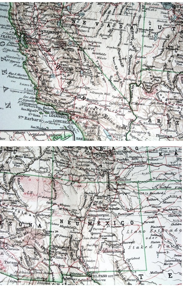 1932 ORIGINAL VINTAGE MAP OF WESTERN USA CALIFORNIA / INDIAN ...