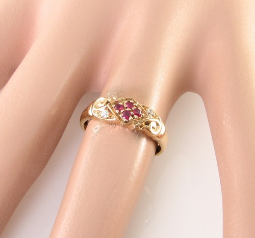 9K GOLD RUBY DIAMOND GYPSY GYPSY BAND ART DECO INS RING FREE RESIZE | eBay