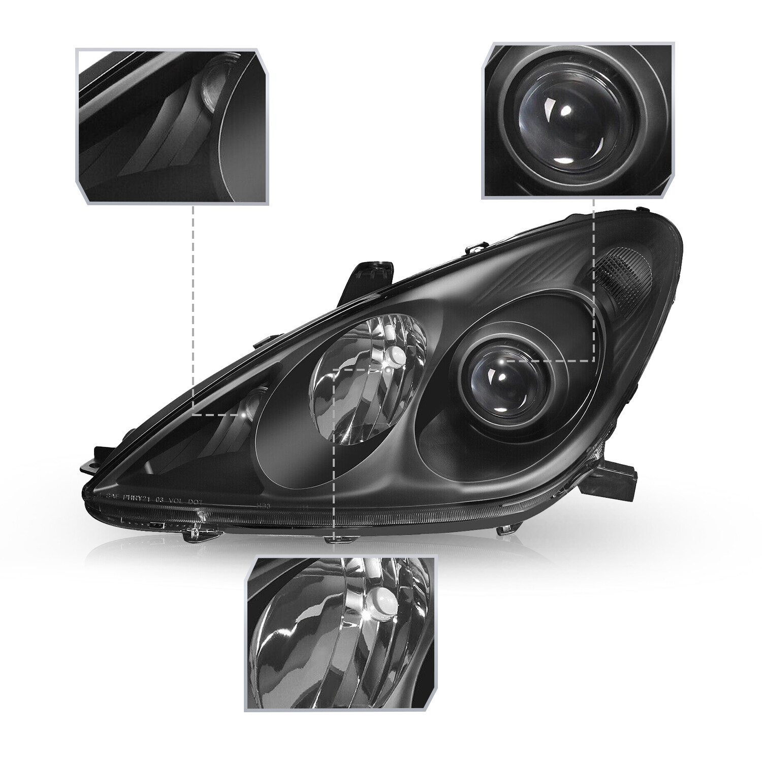 Headlights For 2004 2005 2006 Lexus ES330 Halogen Black L+R Pairs Lamps ...