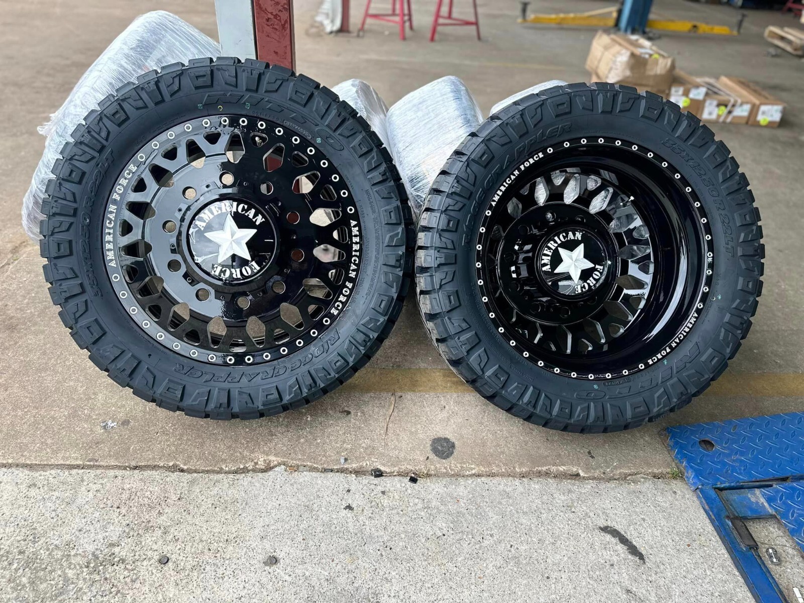 6 NEW American Force J03 evo Black 22x8.25 Dually Wheel Rim W/TIRES ...