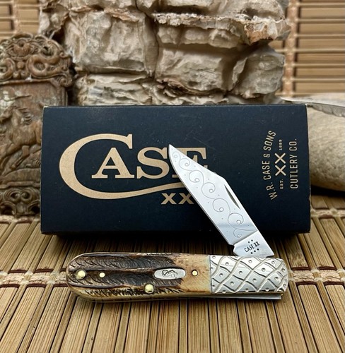 Case XX USA Beautiful Custom 6.5 Burnt Bone Stag AAA+++ Barlow Pocket ...