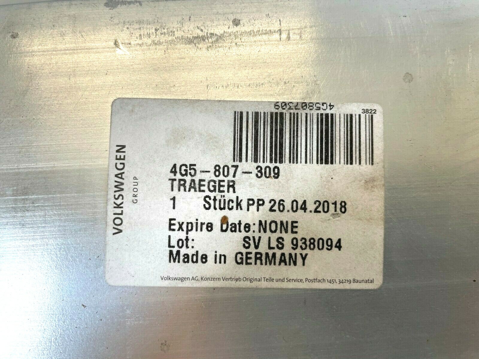 2017 Audi A6 4 Door Saloon 4G5807309 Rear Bumper Crash Bar REINFORCER ...