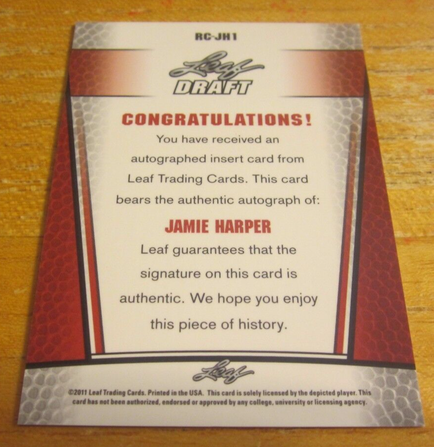 Jamie Harper Autographed 2011 Leaf Metal Draft #RCJH1 Card NFL ...