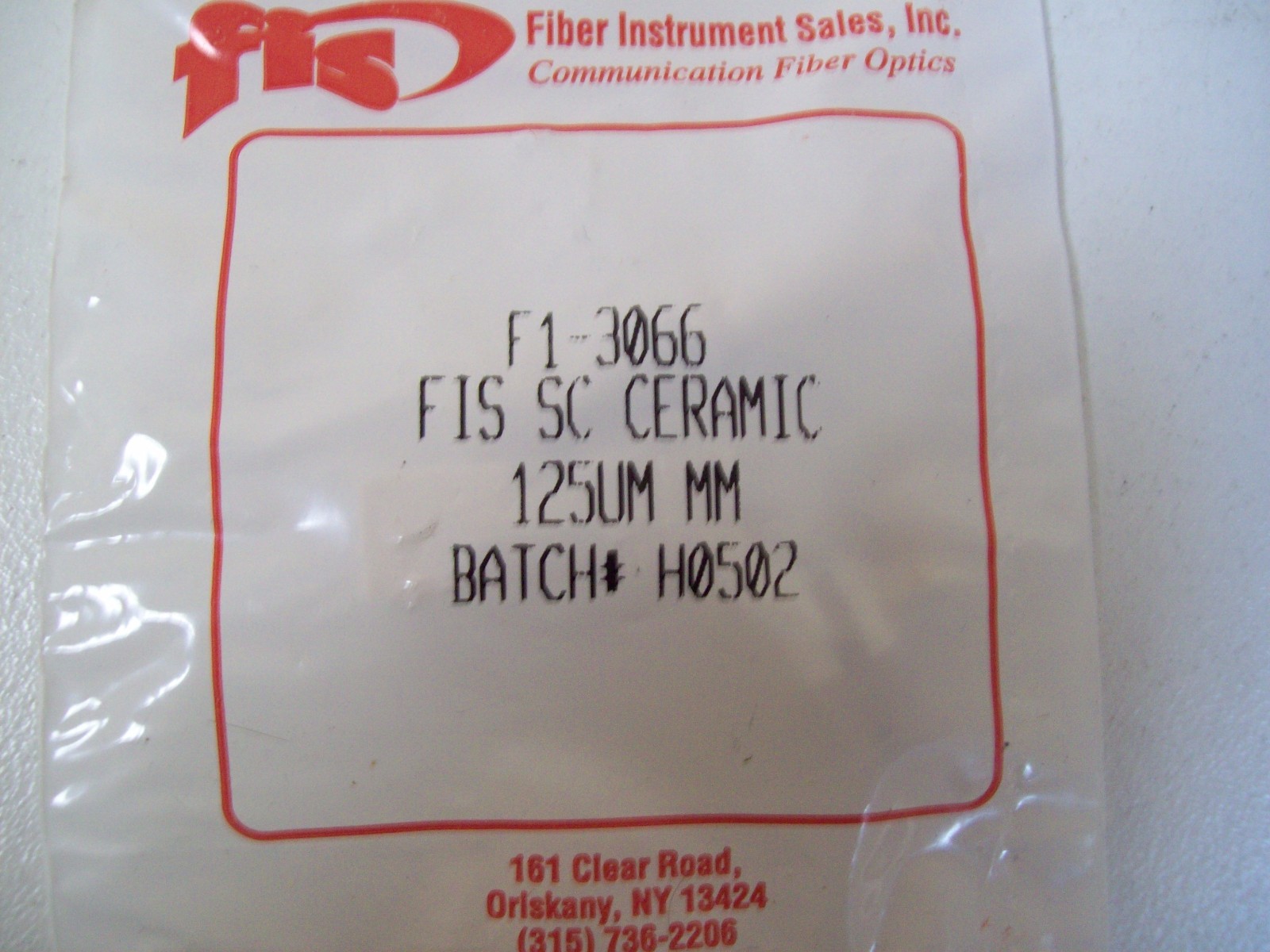 FIS F1-3066 SC CERAMIC 125UM MM MULTIMODE CONNECTOR - 10PK - NEW - FREE ...