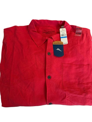 Tommy Bahama XL Rio Fronds Red 100% Silk Camp Shirt Short Sleeve NEW ...