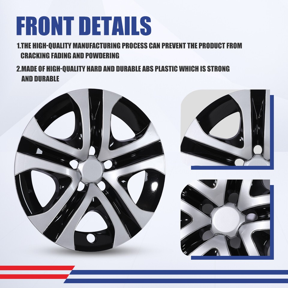 Set of 4 17"Wheel Covers Snap On Hubcap Silver & Black for 2013-2018 ...