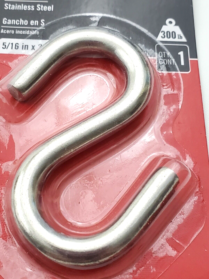Bulldog S-Hook 5/16" x 3" Stainless Steel 300 lb Rated 35061928024| eBay