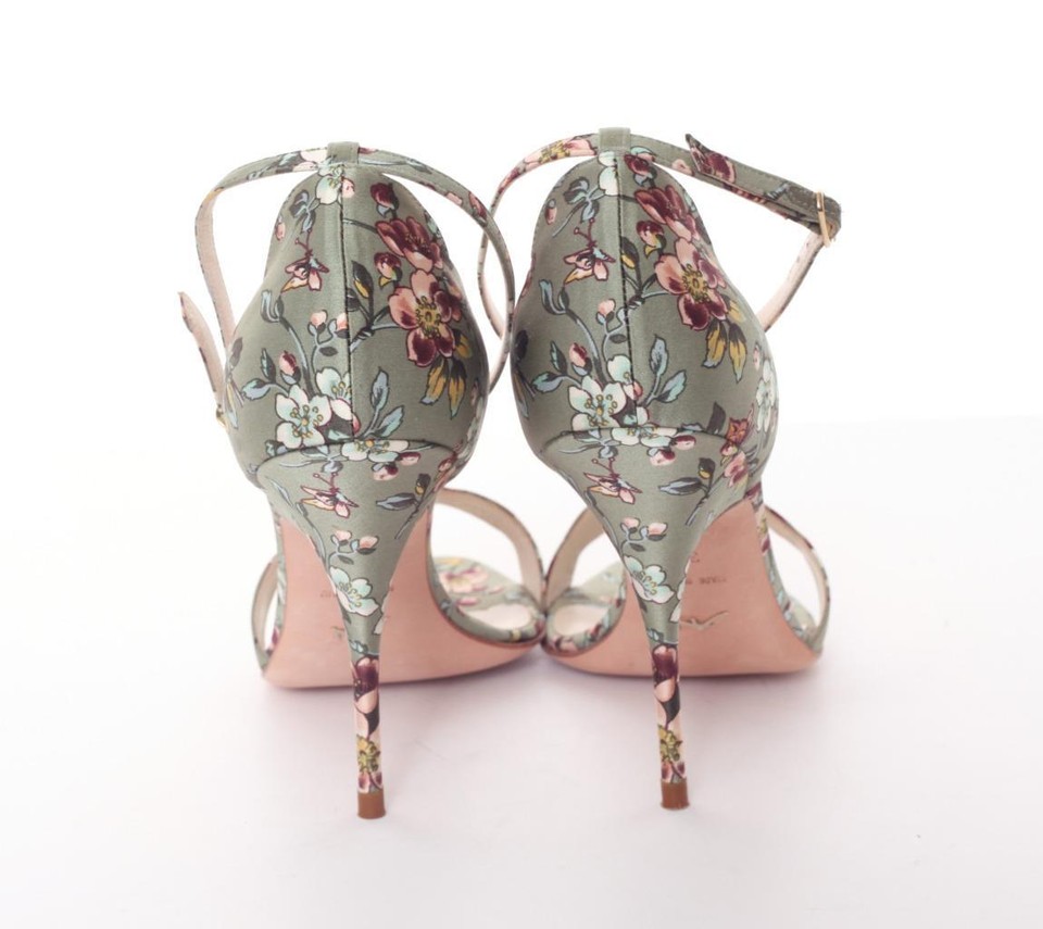 ALEXANDRA NEEL Satin Floral Print High Heel Strappy Sandal Pump Shoe 9. ...