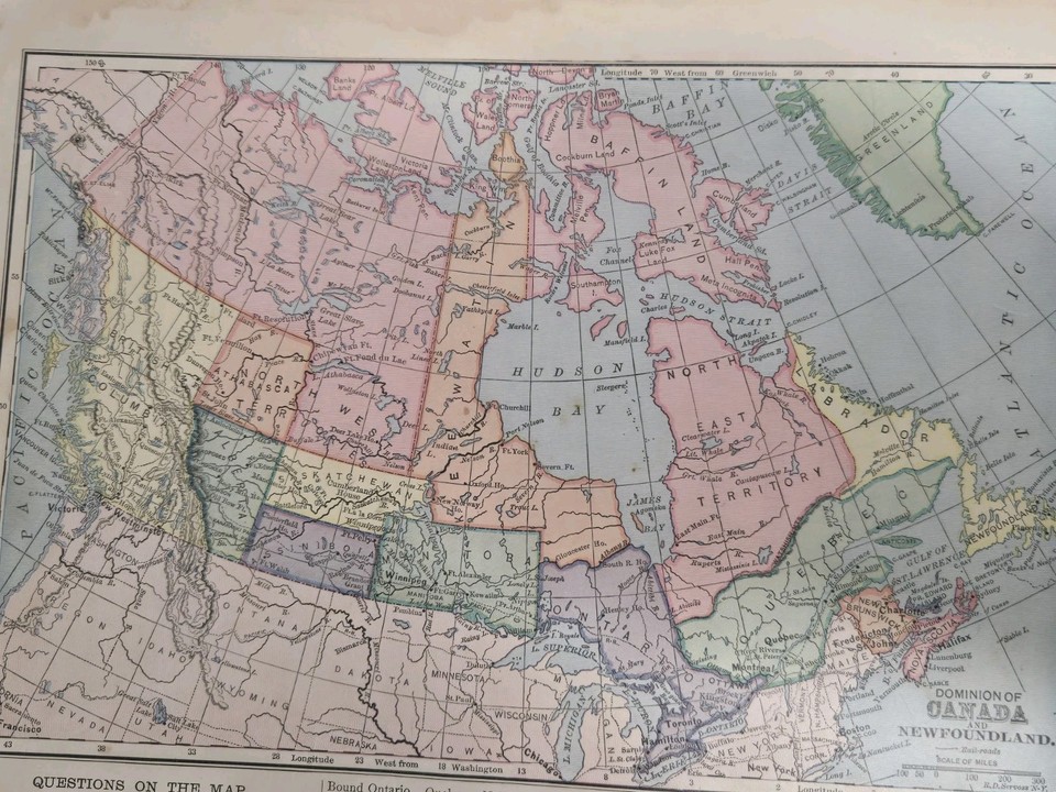 Antique Map 1880 Dominion Of Canada And Newfoundland | eBay