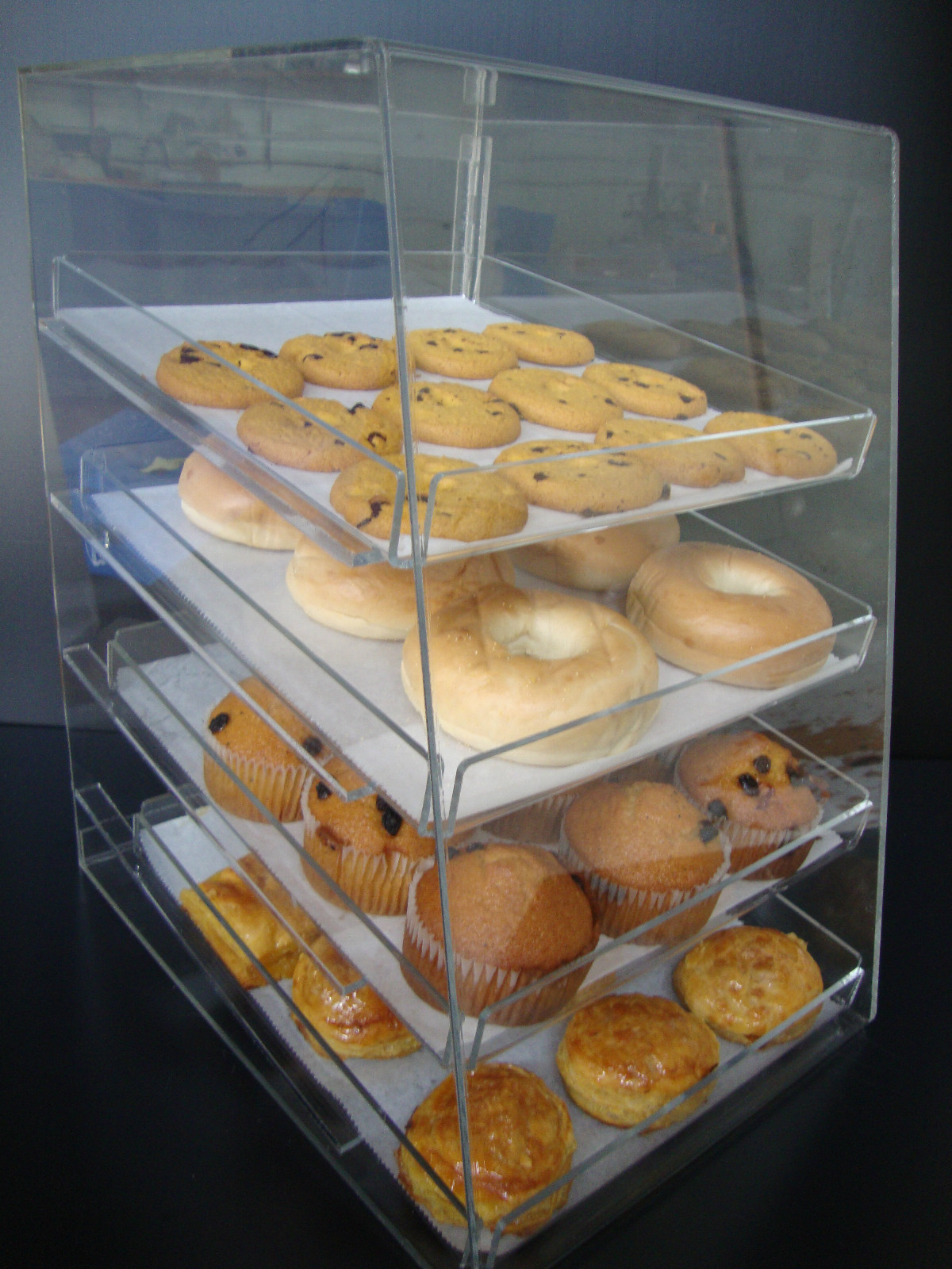 DS-Acrylic Pastry Bakery Donuts Bagels Cookie Display Case w/trays ...