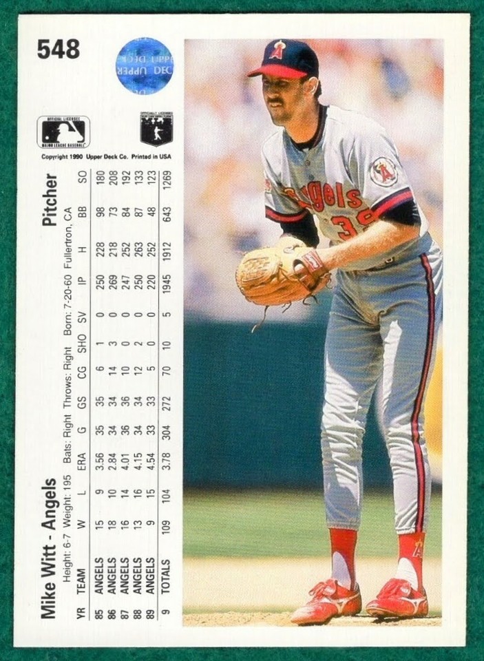 Mike Witt - 1990 Upper Deck #548 - California Angels Baseball Card | eBay