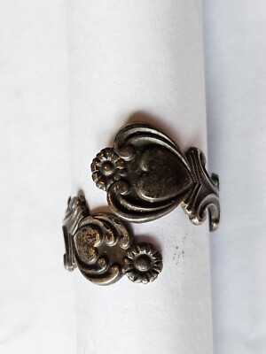 VINTAGE AVON STERLING SILVER HEARTS FLOWERS SPOON RING ADJUSTABLE | eBay