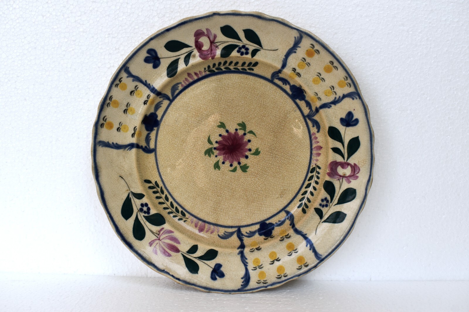 Antique Spongeware Plate Stick Spatter Ware Dish Hand Painted Floral ...