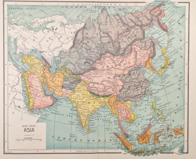 Asian Continent Map 1885 - Engraved Fisk & Son -Russian Empire - Center ...