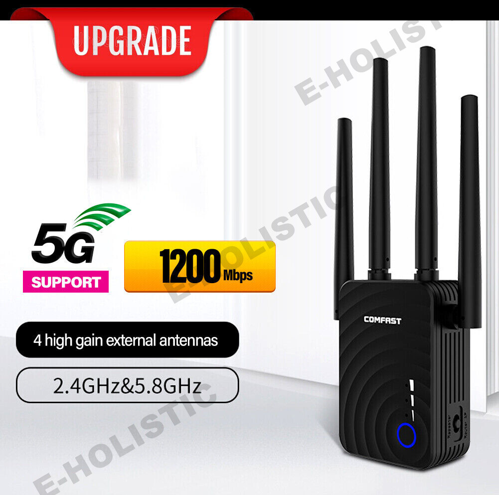 300/1200Mbps Dual Band 5G Wifi Extender Repeater Range Booster Wireless ...