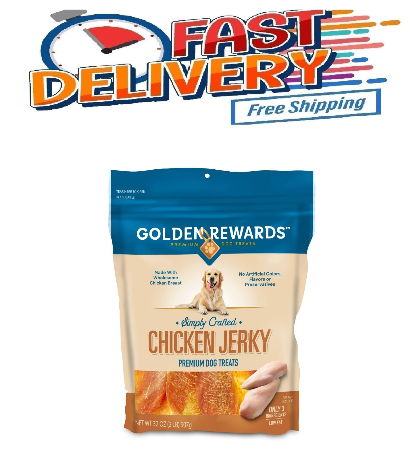 Golden Rewards Chicken Jerky Recipe Dog Treats 32 oz 681131125857| eBay