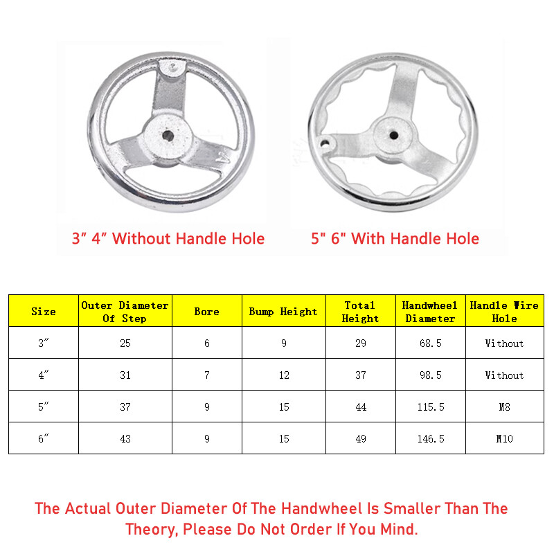 3" 4" 5" 6" Round Iron Hand Wheel Chrome Plated Handwheel For CNC ...