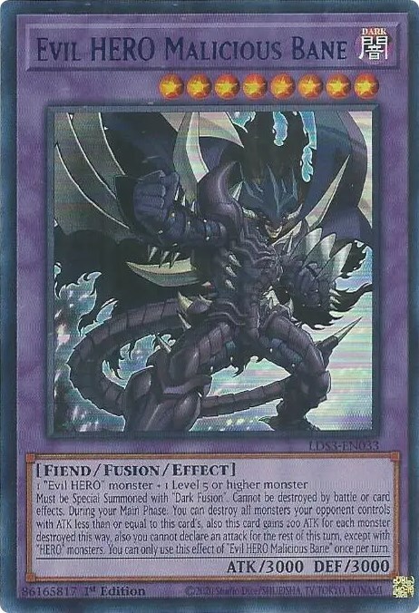 Evil HERO Malicious Bane (Blue) LDS3-EN033 Legendary Duelists: Season 3 ...