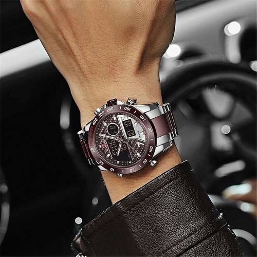 NAVIFORCE Men Sport Watch Military Digital Watches Blue Steel Male ...