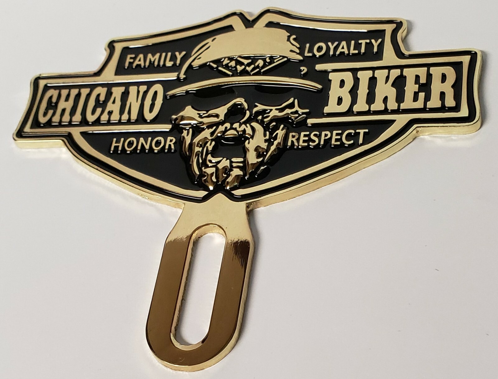 3D BRONZE CHROME CHICANO BIKER CHOLO LOWRIDER LICENSE PLATE TOPPER | eBay