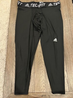 Men's Adidas Alpha skin Black Jock 3/4 Spandex Tights Compression Pants ...