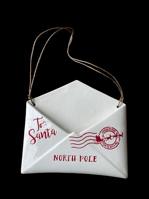 Mud Pie Letters To Santa Hanging Ceramic Letter Holder / Christmas ...