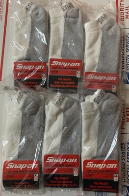 6 Pairs Men's White Snap On Tools LOW PROFILE Socks XL FREE Shipping to ...