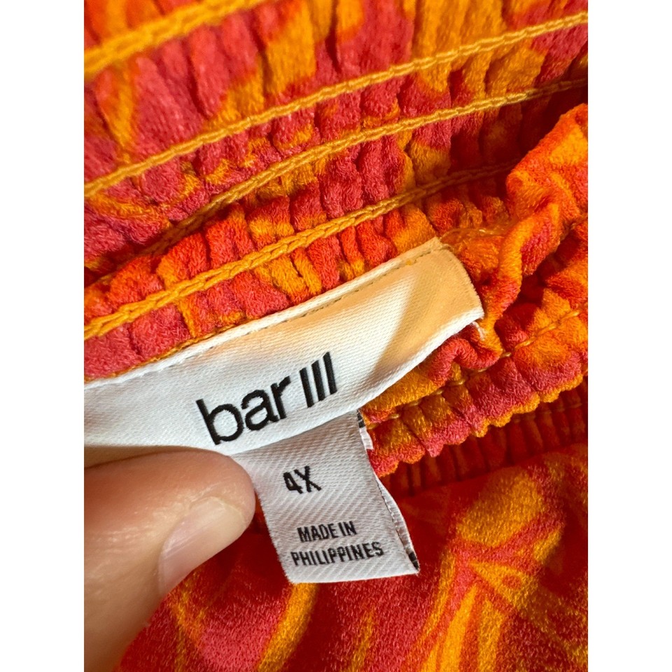 Bar III Women's 4X Orange Pink Jungle Shapes Wide Leg Smocked Waist ...