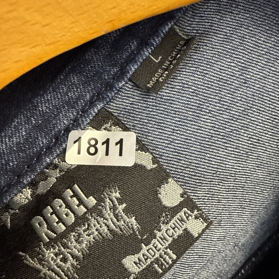 Rebel Vengeance Jean Jacket Mens Size L Y2k Punk Emo Skull Skeleton ...