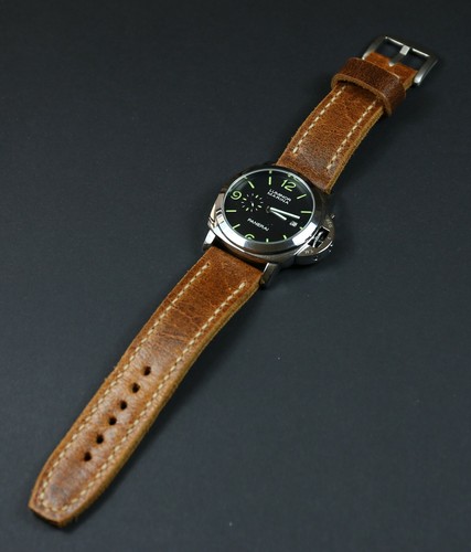 Brown Leather Watch Strap Soft Thick Distressed Handmade band 18 20 22 ...