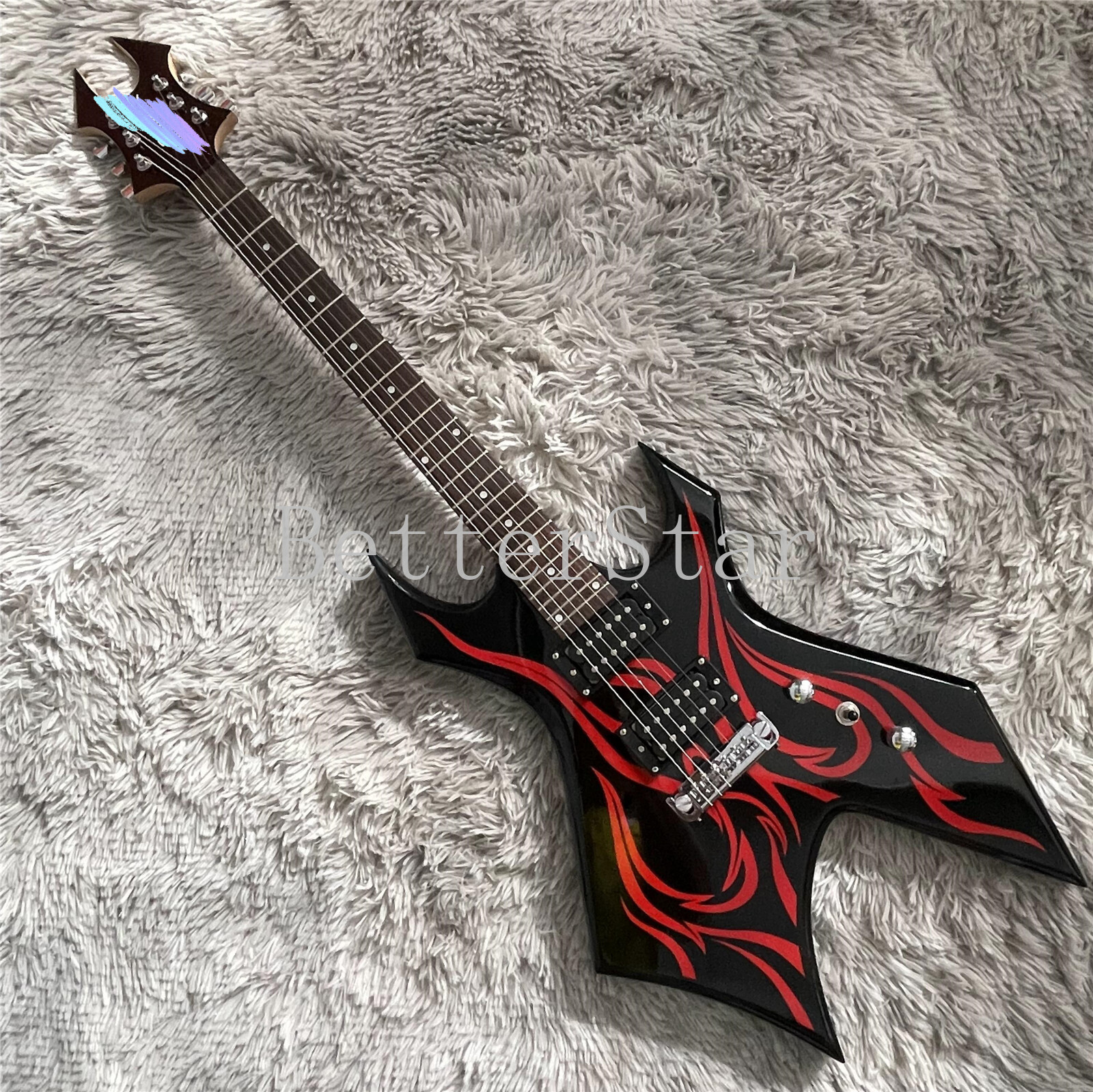 BC Style Black Red Electric Guitar Warlock Extreme Solid Body 6 String ...