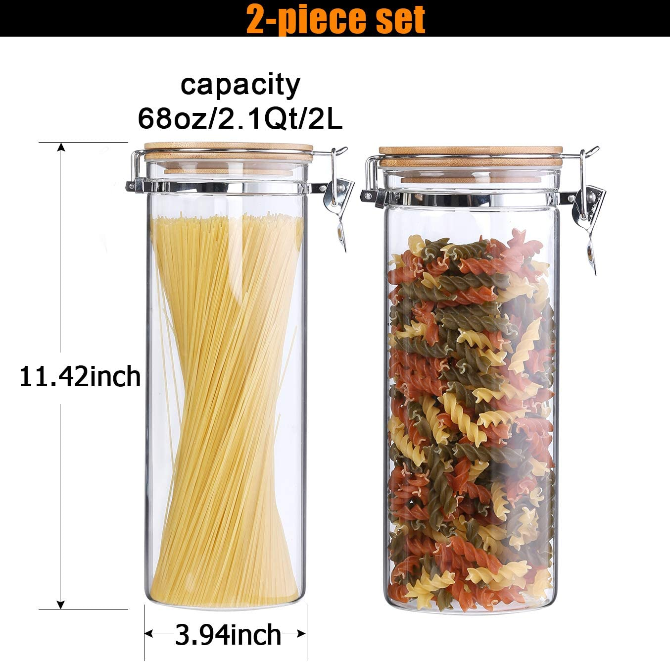 KKC+HOME+ACCENTS+Glass+Spaghetti+Storage+Containers+Pasta+Jars+with ...