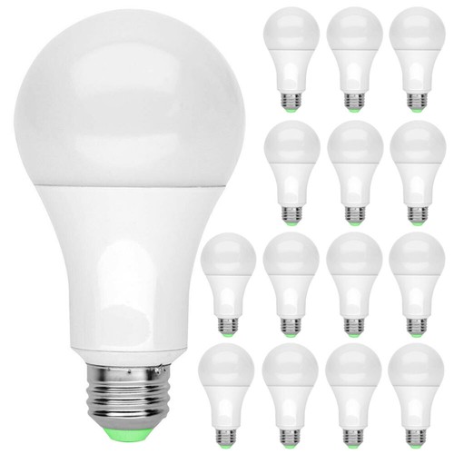 15 pack A19 LED Light Bulbs 15W 100 Watt Halogen Equivalent 6500K White ...