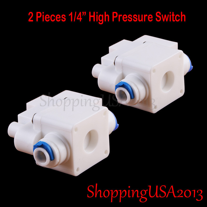 2 Pcs 1/4"-1/4" High Pressure Switch Push In Quick Connect RO Water ...