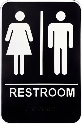 3 PAK 6inx 9inHandicapped restroom sign with women & man icons with ...
