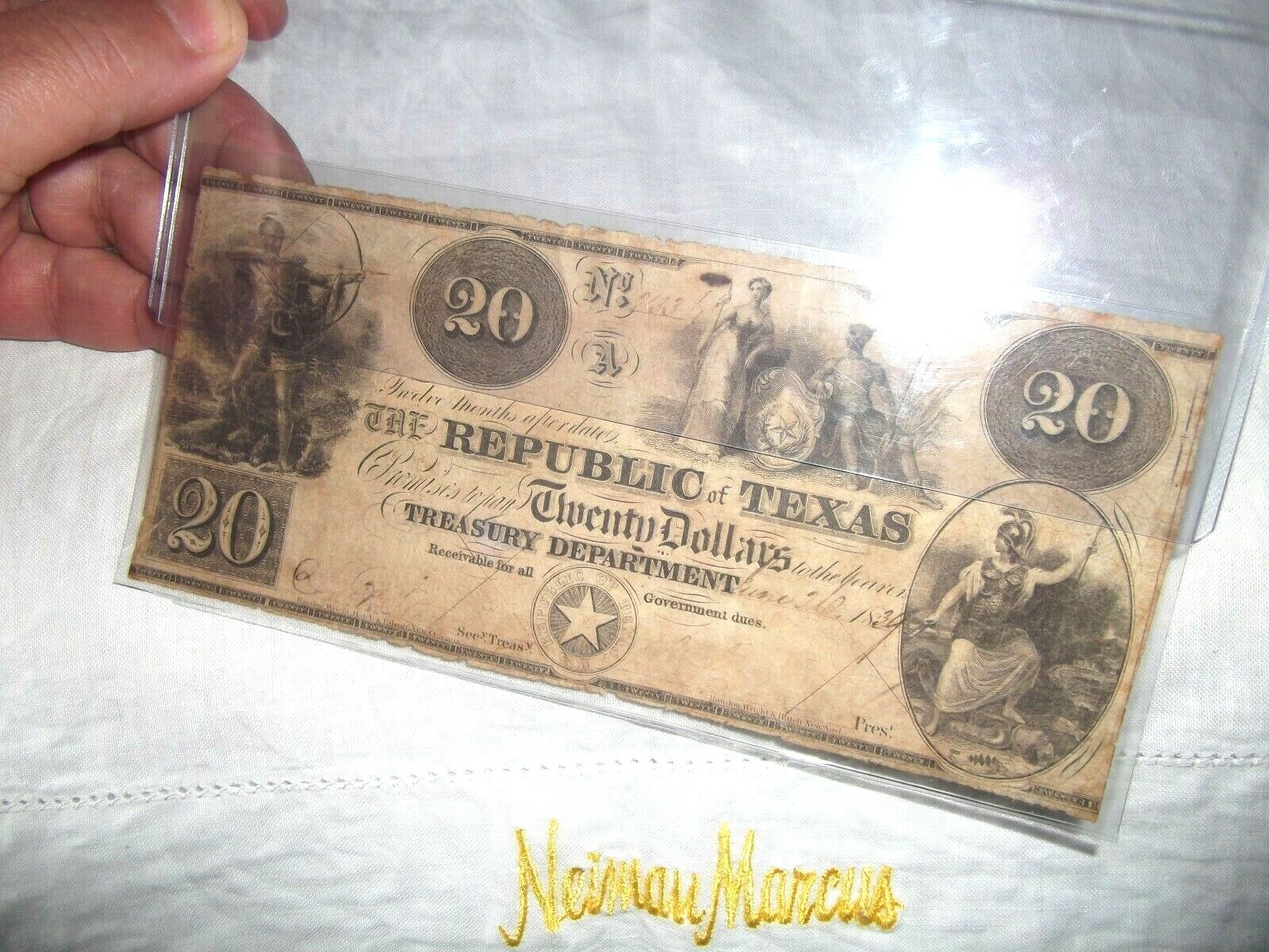 REPUBLIC OF TEXAS 20 dollar 1839 SCARCE nice Note Bill Currency | eBay