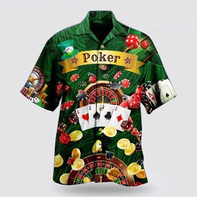 Green Blackjack Poker Pattern Hawaiian Shirt - Gift For Poker Lover | eBay