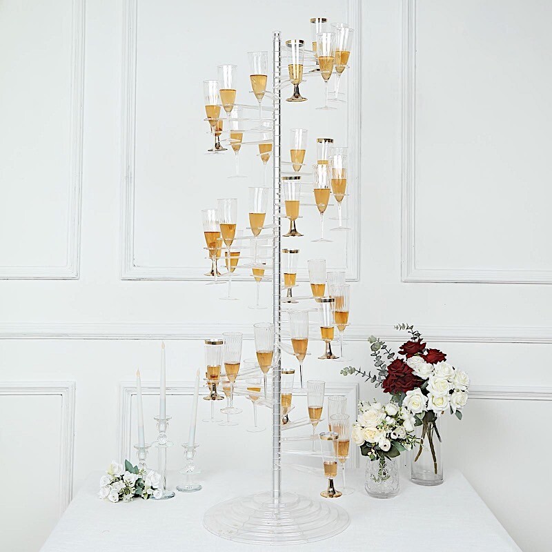 Clear 4.5 feet Spiral Acrylic Champagne GLASS FLUTE HOLDER Display ...