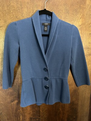 Alfani Women's 3-Button Knit Motorcycle Jacket P/P Sweater Blue Knit ...