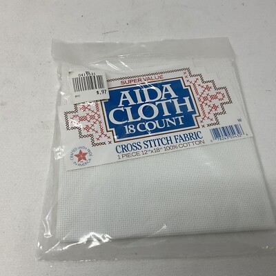 18 Count Aida Cloth Cross Stitch LOT OF 2 100% Cotton White 12"X18" New ...