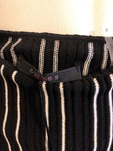 New Cyrus Long Sleeves Knitted Top Black & White Pullover Sweater w ...