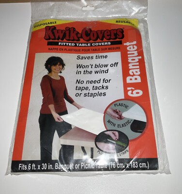 Kwik Covers White Plastic Fitted Table Cover 6ft X 30in | eBay